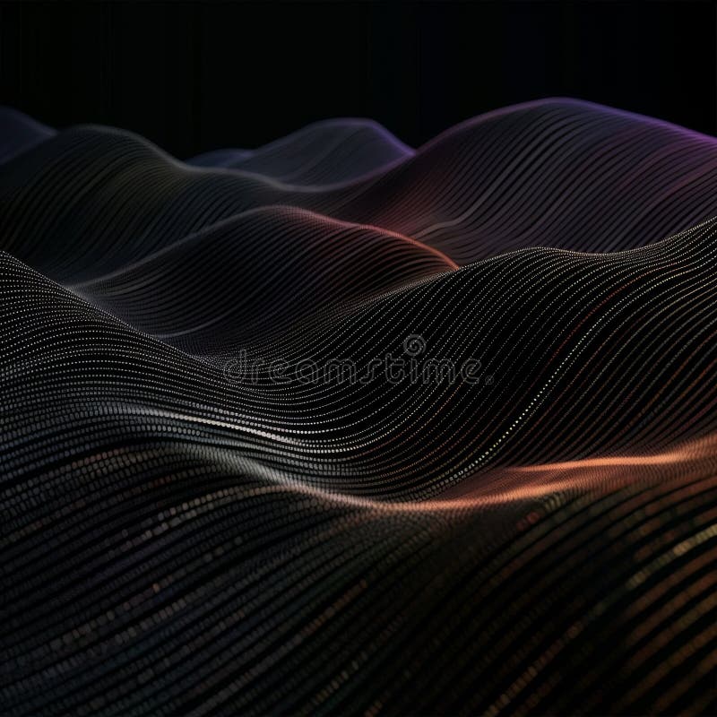 Dark Digital Background, Tech Waves Pattern, Digital Data Banner, Audio ...