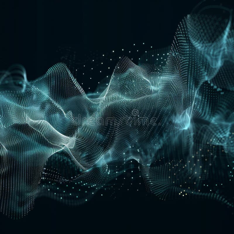 Dark Digital Background, Tech Waves Pattern, Digital Data Banner, Audio ...