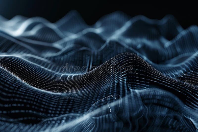 Dark Digital Background, Tech Waves Pattern, Digital Data Banner, Audio ...