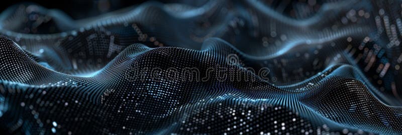 Dark Digital Background, Tech Waves Pattern, Digital Data Banner, Audio ...