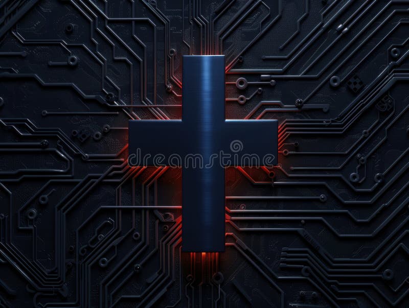 Cross. Circuit board stock vector. Illustration of electronics - 334928164