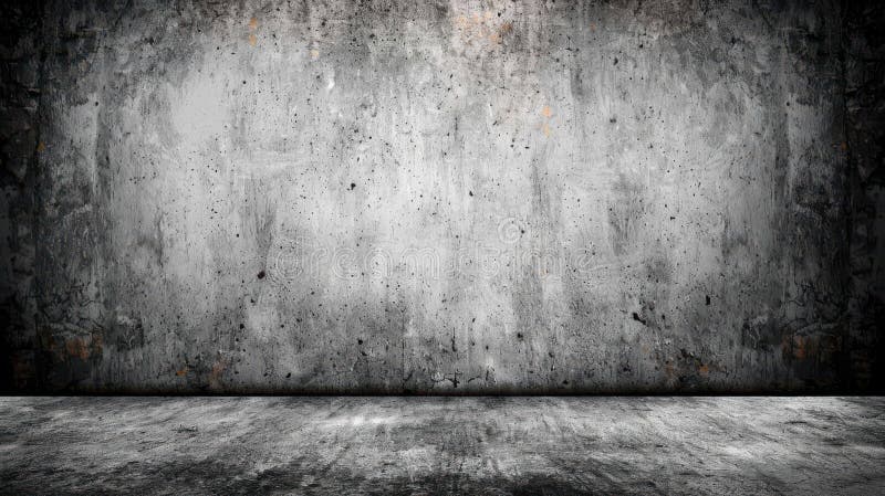 Dark, Dim Concrete Wall and Floor Background in Extra Wide Format Stock ...