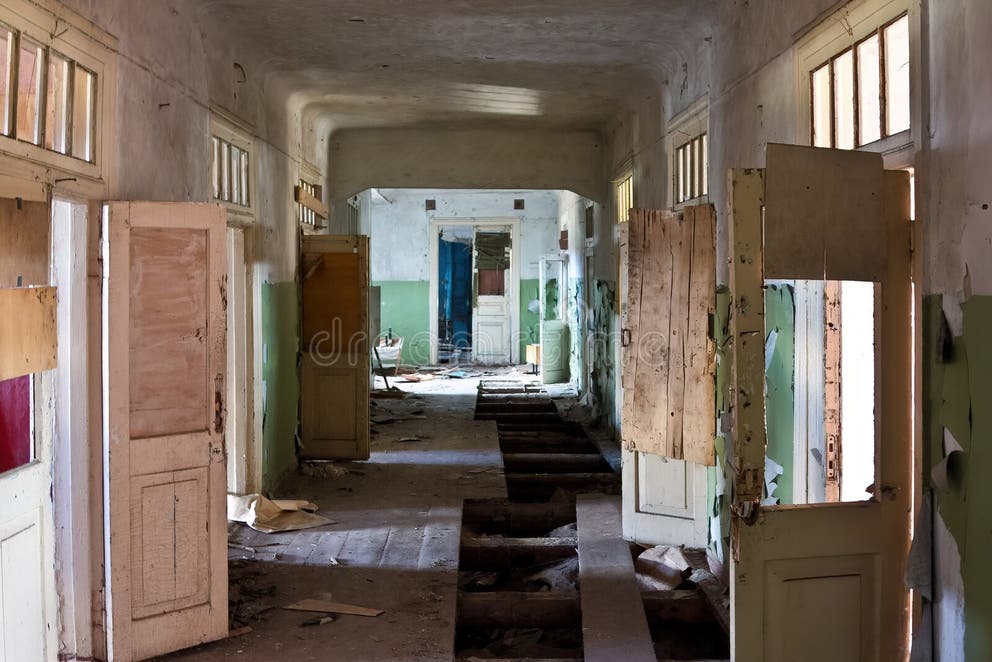 Dark Dirty Corridor of Old Abandoned Building Stock Photo - Image of ...