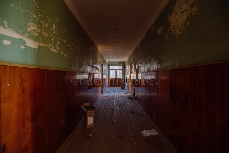 Dark Dirty Corridor of Old Abandoned Building Stock Photo - Image of ...