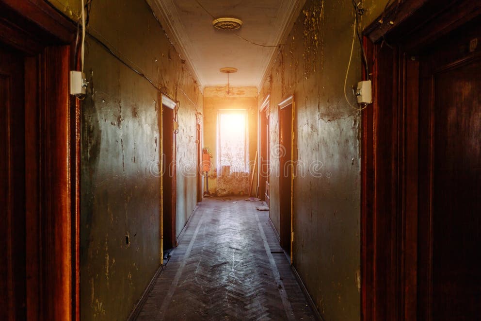 Dark Dirty Corridor of Old Abandoned Building Stock Image - Image of ...