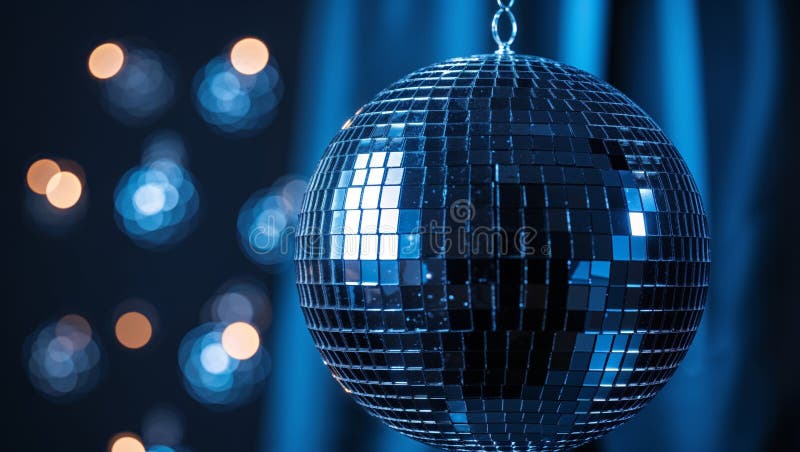 Dark Disco Ball in Blue Ambient Lighting. Stock Image - Image of navy ...