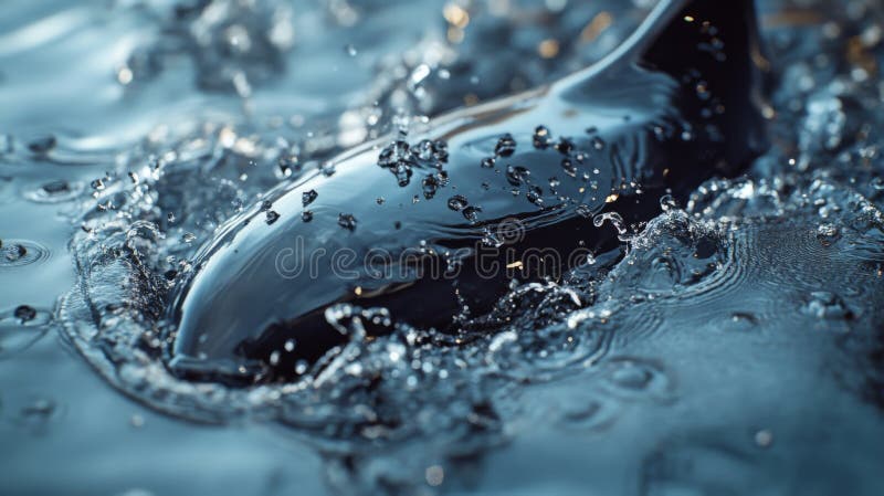 Dark Dolphin Diving through Ocean Water Stock Photo - Image of animal ...