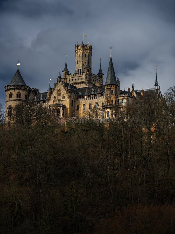 Dark Dramatic Landscape with Marienburg Castle Stock Image - Image of ...