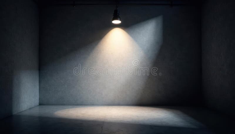 Dark Dramatic Overhead Studio Light, Shadows Cast on Blank Wall, Goth ...