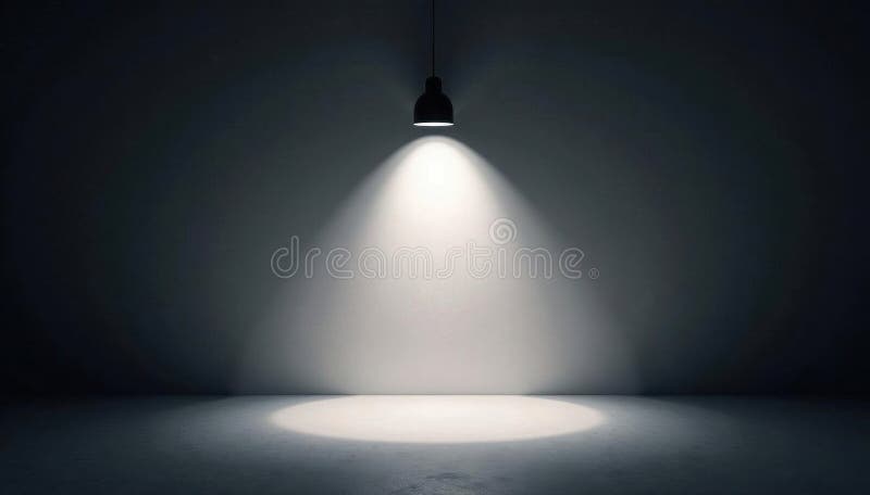 Dark Dramatic Overhead Studio Light, Shadows Cast on Blank Wall ...