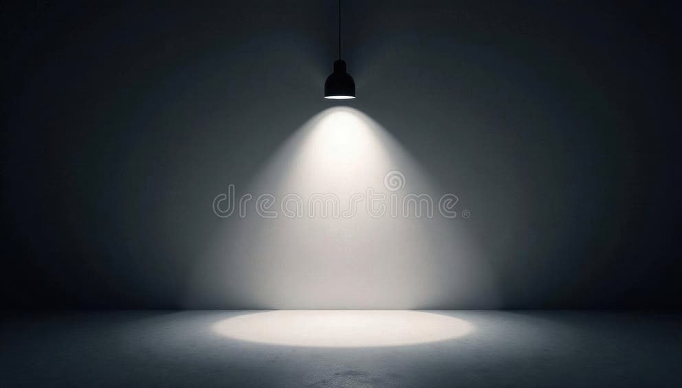 Dark Dramatic Overhead Studio Light, Shadows Cast on Blank Wall ...