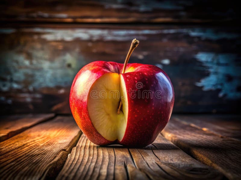 Dark and Dramatic Silhouette of a Damaged Apple on Rustic Wood a Study ...