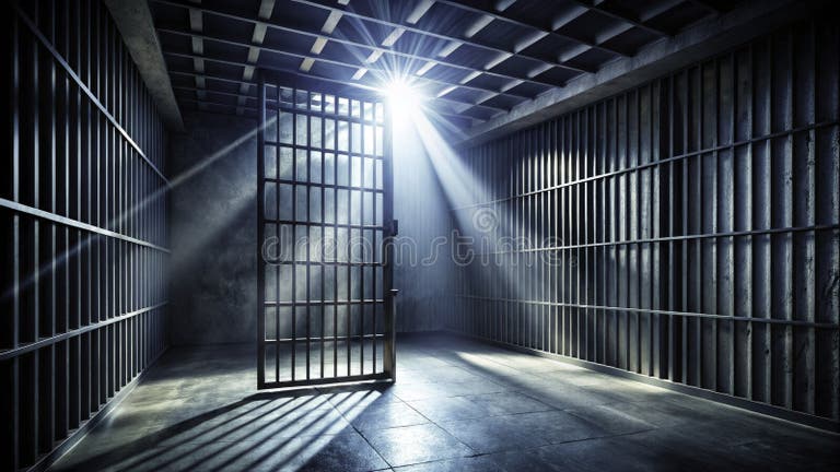 A Dark and Dramatic Silhouette of a Prison Cell Capturing Confinement ...