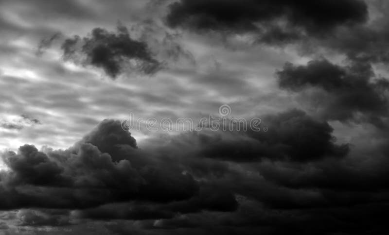Dark Dramatic Sky with Black Stormy Clouds before Rain As Abstract ...