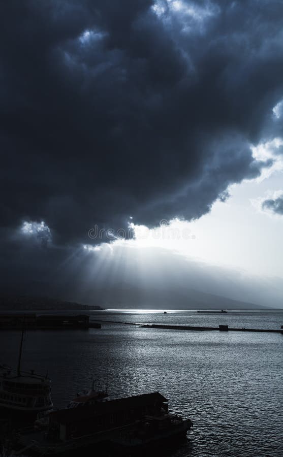 Dark Dramatic Sky with Clouds and Sunlight Stock Photo - Image of izmir ...
