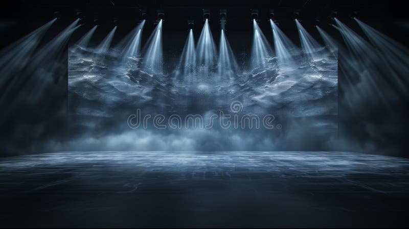 Dark Dramatic Stage with Spotlight Beams Creating a Mesmerizing ...