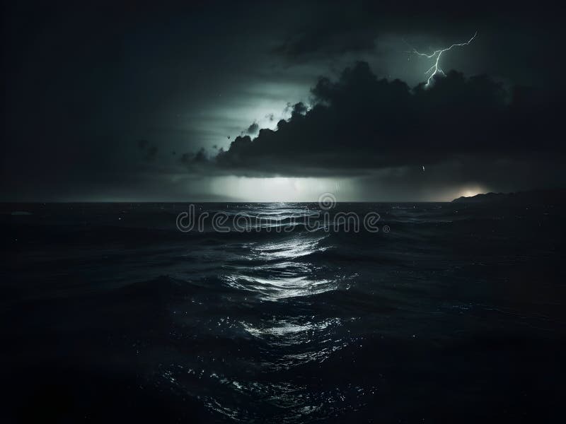 Dark dramatic storm at sea stock illustration. Illustration of ocean ...