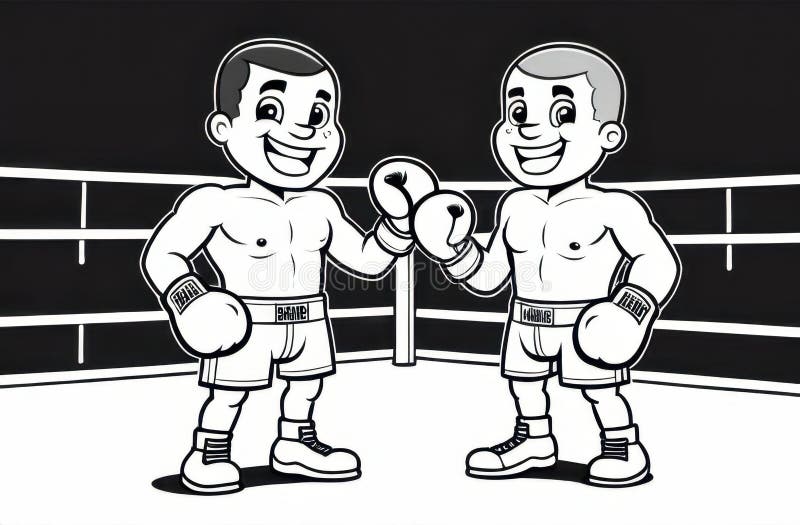 Dark Drawing of Two Boxers at 2-1-2025 Stock Illustration ...