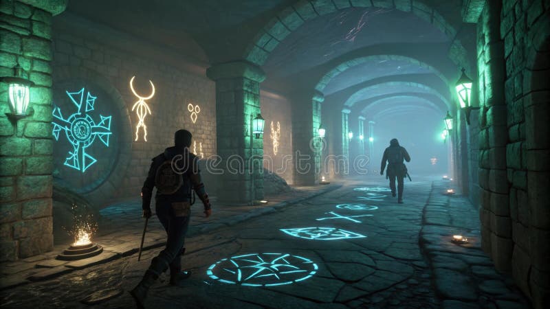 A Dark Dungeon Crawling Adventure Enhanced with Glowing Symbols and ...
