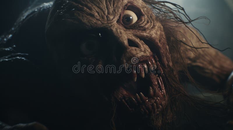 Dark and Dynamic: a Close-up of a Creature with a Huge Face Stock ...