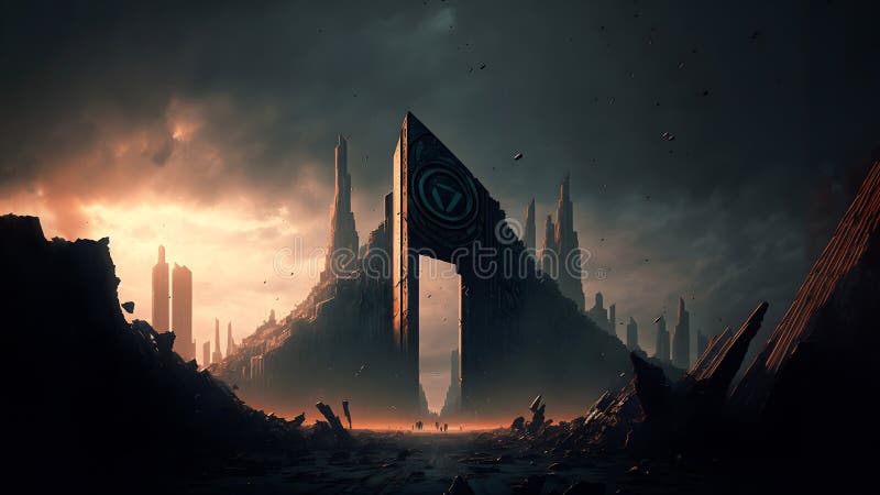 Dark Dystopian Dead Cityscape, Neural Network Generated Art Stock ...