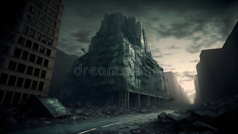Dark Dystopian Dead Cityscape, Neural Network Generated Art Stock ...