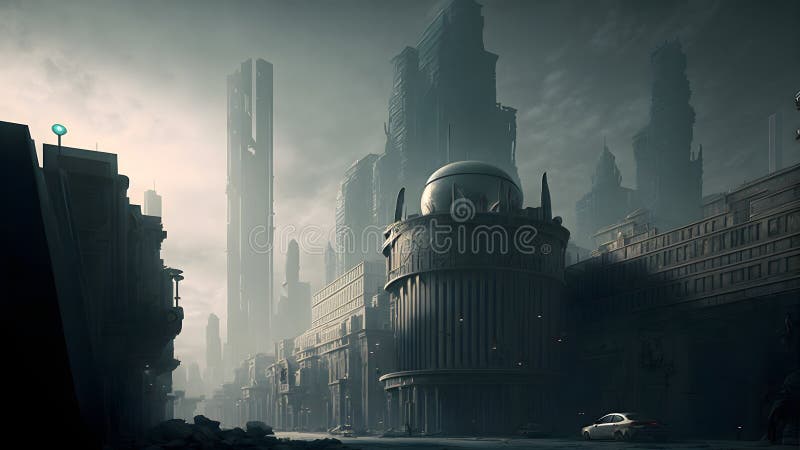 Dark Dystopian Dead Cityscape, Neural Network Generated Art Stock ...