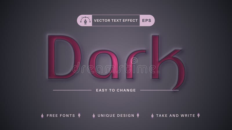 Dark - Editable Text Effect, Font Style Stock Vector - Illustration of ...
