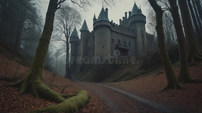 A Dark and Eerie Forest Outside the Castle, Full of Mystical Creatures ...