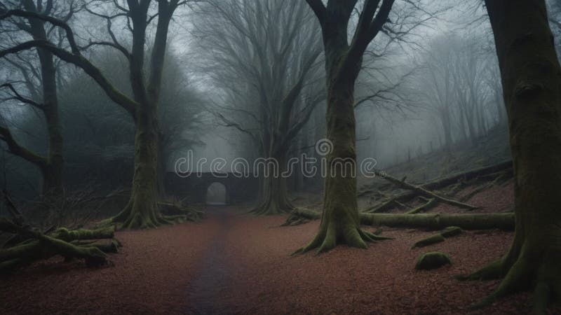 A Dark and Eerie Forest Outside the Castle, Full of Mystical Creatures ...