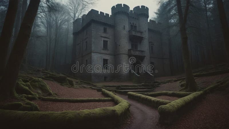A Dark and Eerie Forest Outside the Castle, Full of Mystical Creatures ...
