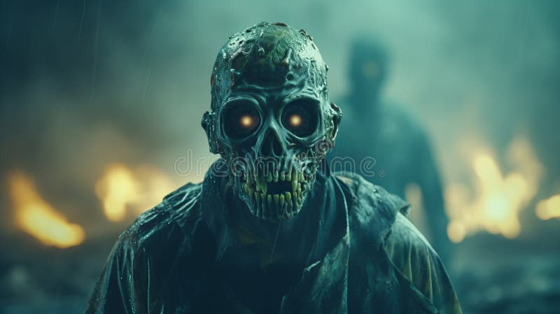 Radiation Zombie a Terrifying Night Encounter Stock Illustration ...