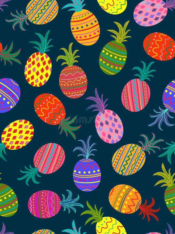 Dark Emerald Tropical Seamless Pineapple Pattern Abstract Summer ...