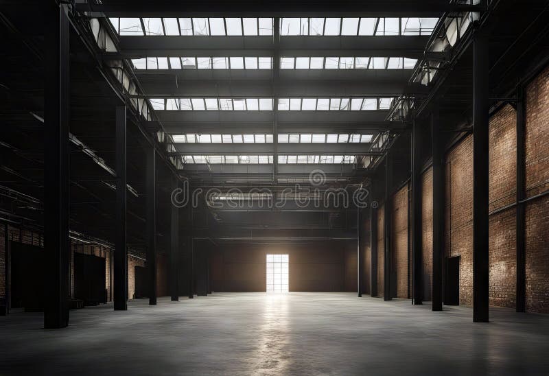 Dark Empty AI Warehouse Mensional Render Three Generated Three ...