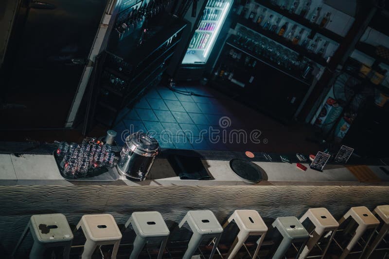 Dark and Empty Bar with Moody Lighting Stock Photo - Image of blurred ...