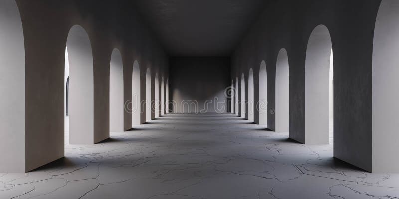 Dark Empty Blank Hallway 3d Render Illustration Stock Illustration ...