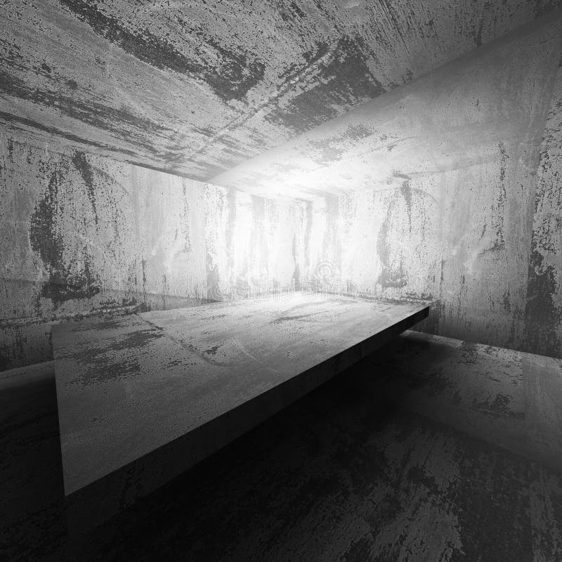 Dark Empty Concrete Basement Room Interior Background Stock ...