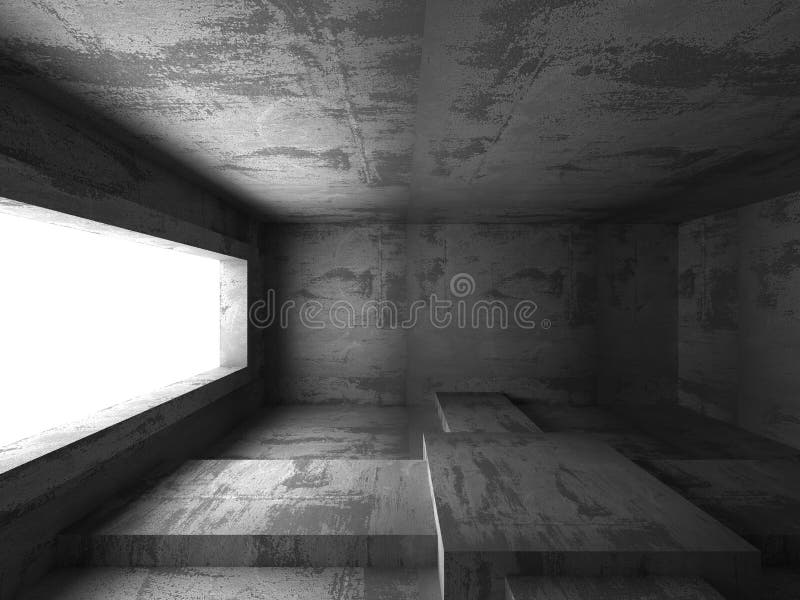 Dark Empty Concrete Basement Room Interior Background Stock ...