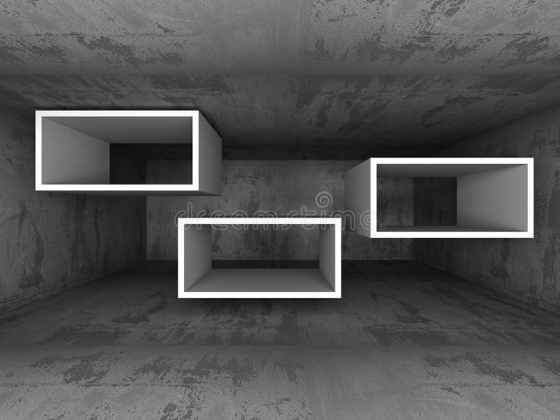 Dark Empty Concrete Basement Room Interior Background Stock ...