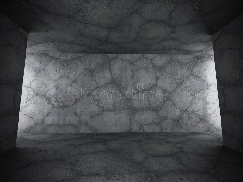 Dark Empty Basement Concrete Room Interior. Minimalistic Architecture ...