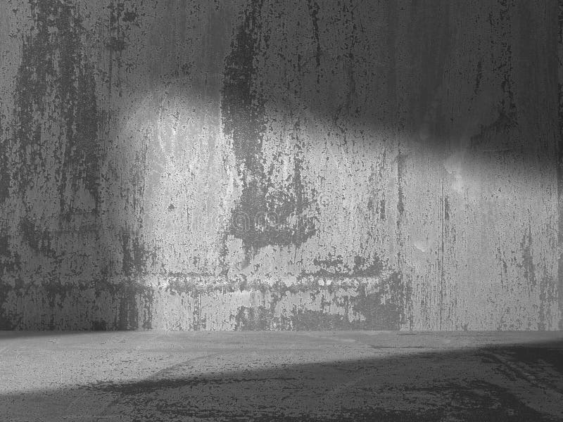 Dark Empty Room Interior with Old Concrete Walls and Ceiling Light ...