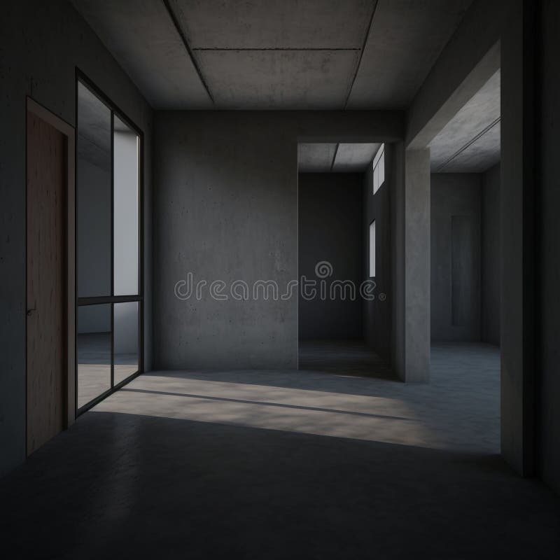 Dark Empty Corridor, Empty Interior Mockup, Loft, Generative AI Stock ...