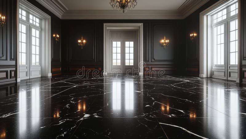 The Dark Empty Hall Features a 360 Degree Panorama View, Complete with ...