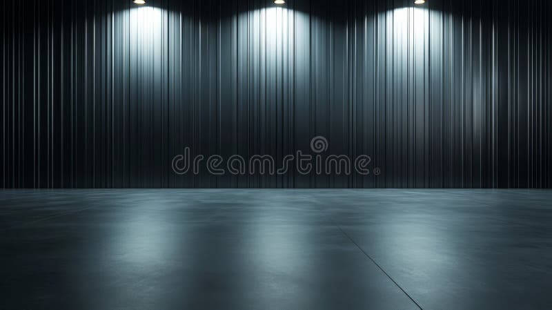 Dark Empty Industrial Room with Spotlight Lighting Stock Illustration ...