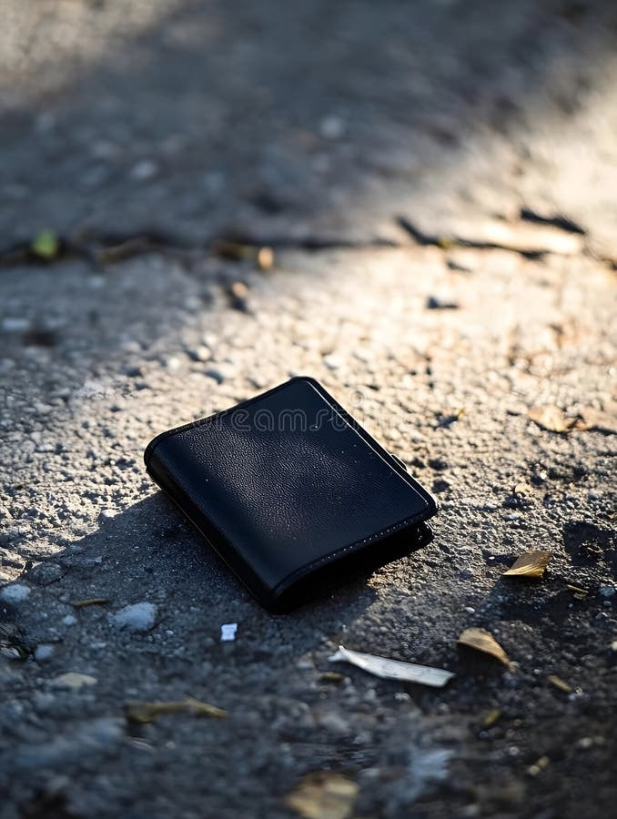 Dark Empty Leather Small Wallet Pouch on a Desk Stock Illustration ...