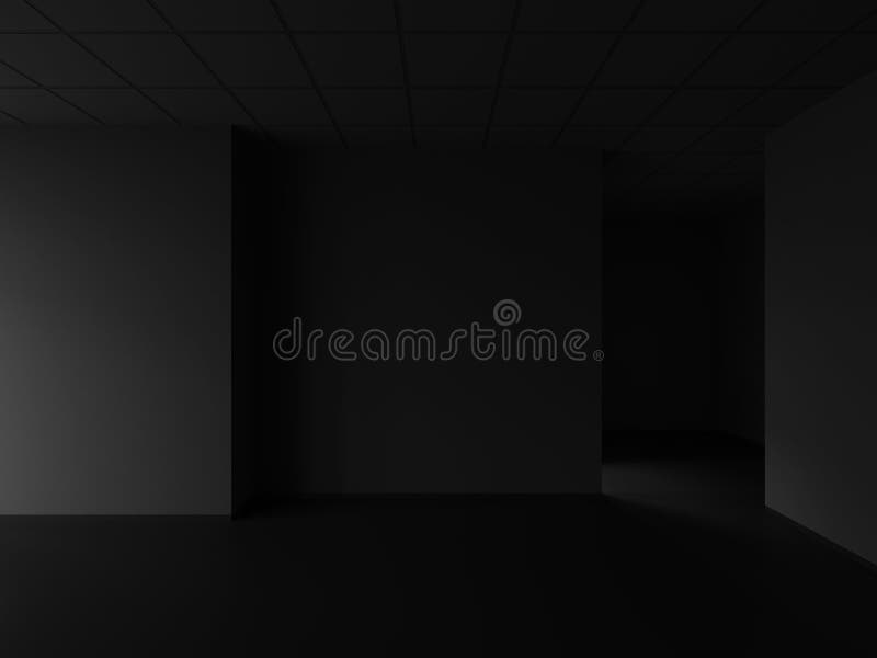 Dark Empty Office Interior Background, 3d Stock Illustration ...
