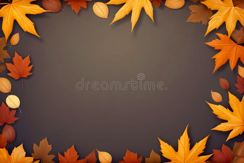 A Dark Empty Plain Background with the Frame of Autumn Leaves Stock ...