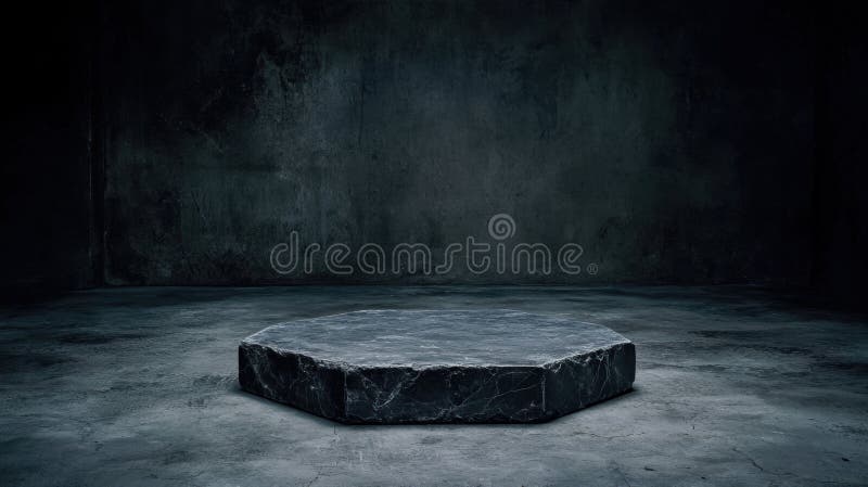 A Dark, Empty Platform in a Dimly Lit Room. Stock Image - Image of ...