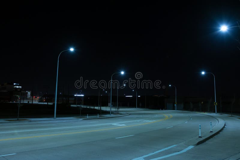 Dark and Empty Road at Night Stock Image - Image of empty, illuminated ...