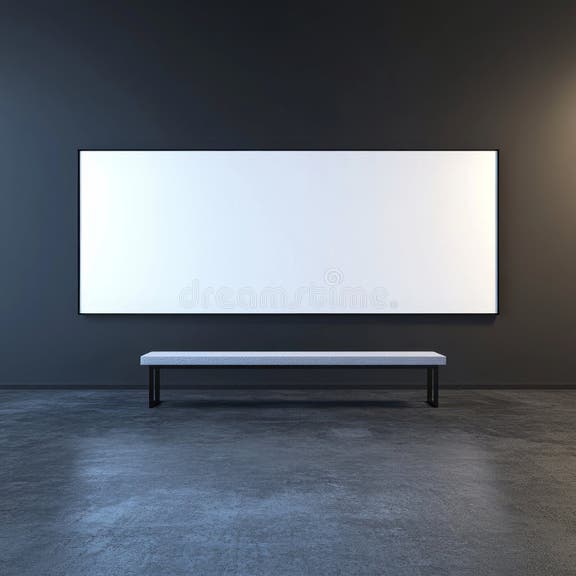A Dark, Empty Room with a Black Bench is Illuminated by a Bright White ...